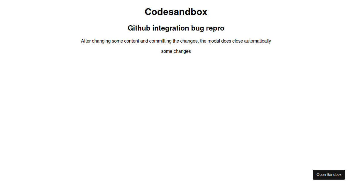 Github Integration Bug Codesandbox