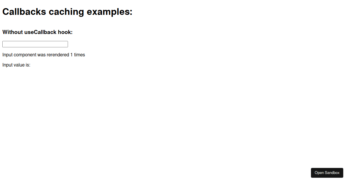 useRef, useCallback and plane callback - Codesandbox