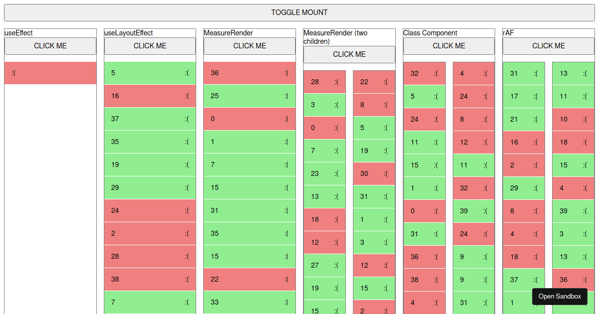 Measure React Render Timings - Codesandbox