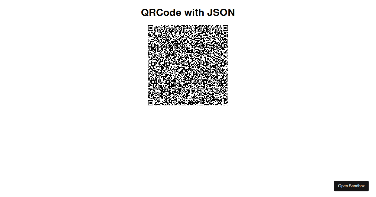 Generate QRCode with JSON data (forked) - Codesandbox