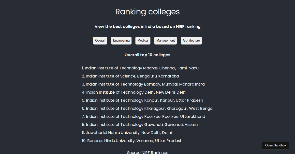 rank-college - Codesandbox