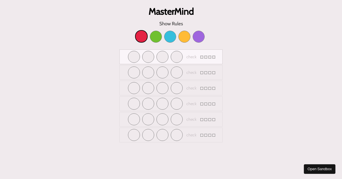 MasterMind - Codesandbox