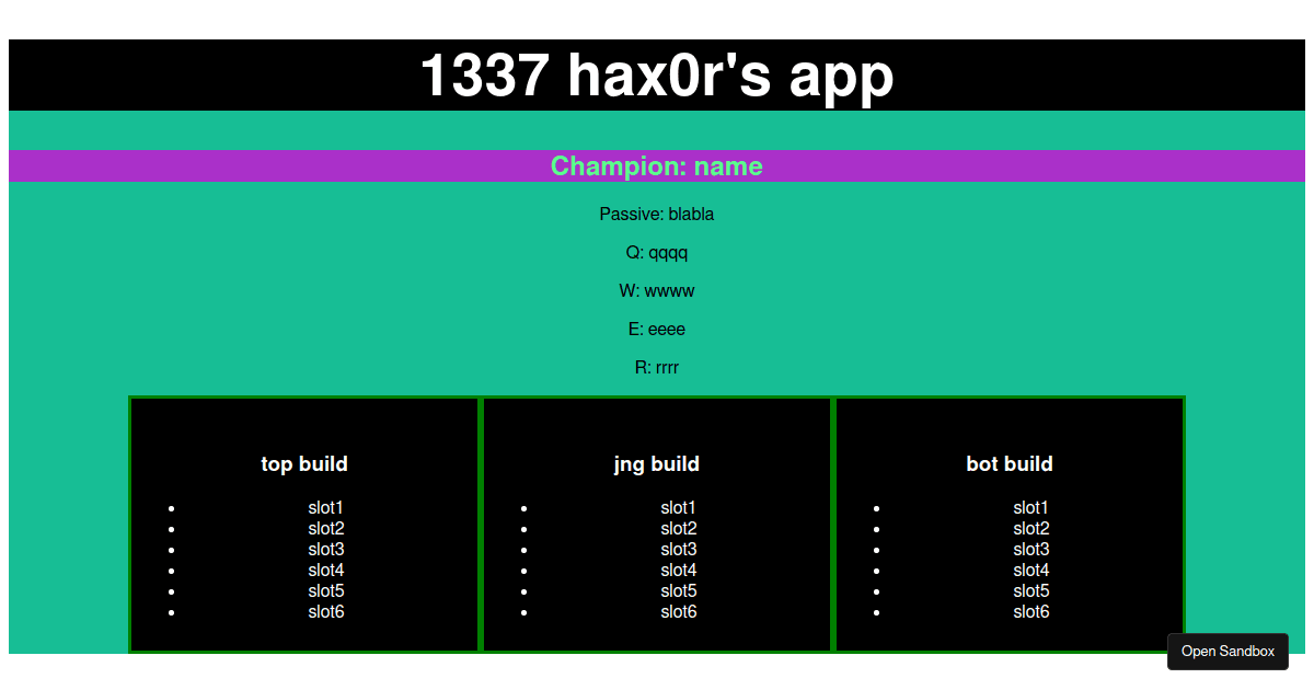 builds app - Codesandbox