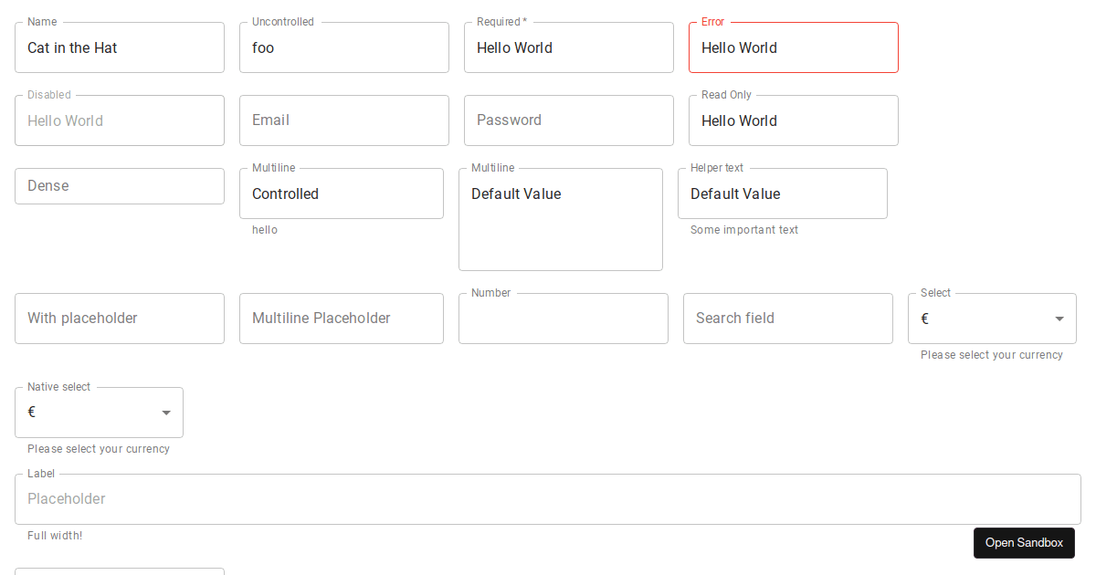 Material Demo Codesandbox