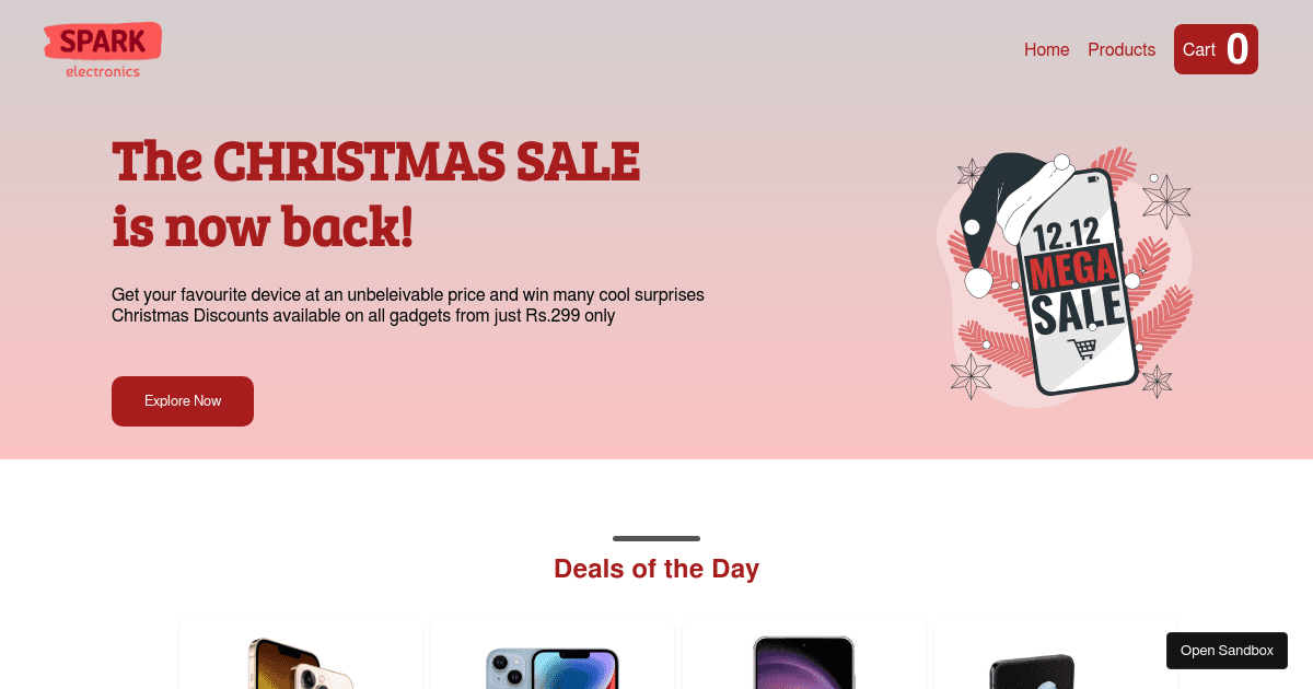 DEMO Spark Shopping website React - Codesandbox