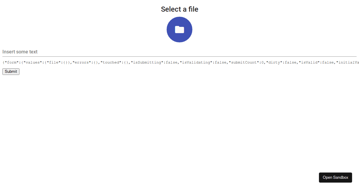 Formik file input with validation (forked) - Codesandbox
