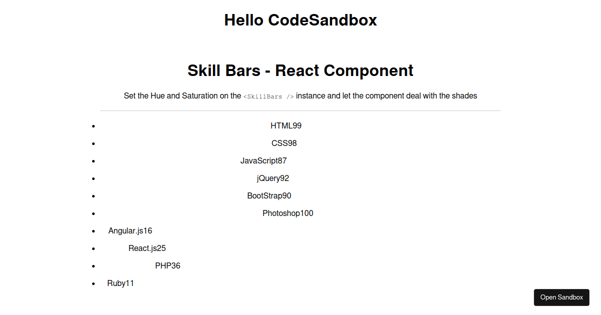 Skill Bar - Codesandbox