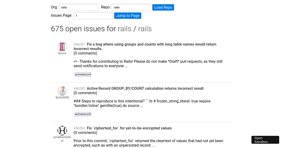 rsk-github-issues-example - Codesandbox