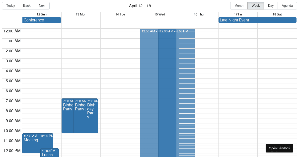 React-Big-Calendar Example (forked) - Codesandbox