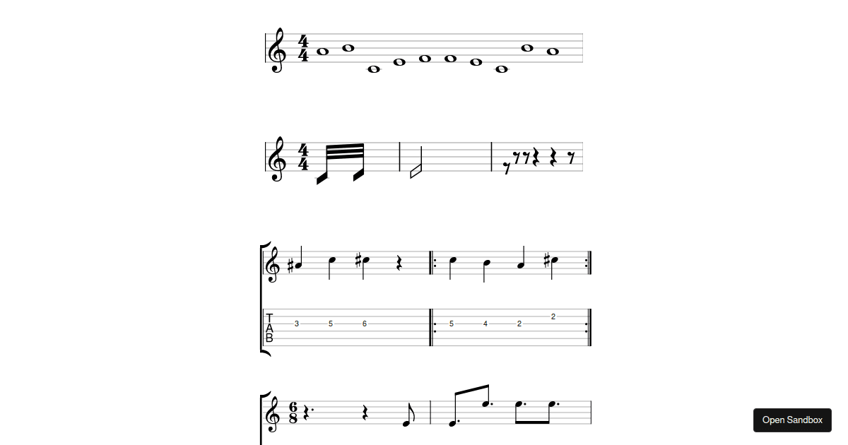 vexflow-vextab-and-vexchords-with-react - Codesandbox