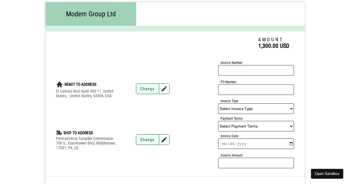 create New Invoice - Codesandbox