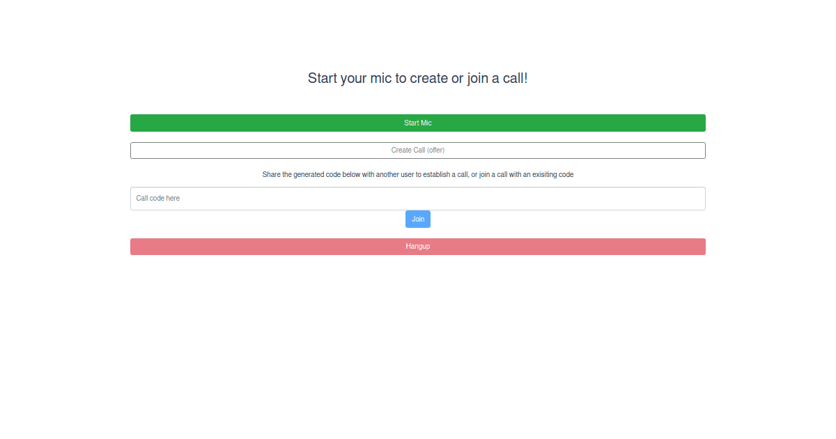WebRTC P2P call page (.js) - Codesandbox