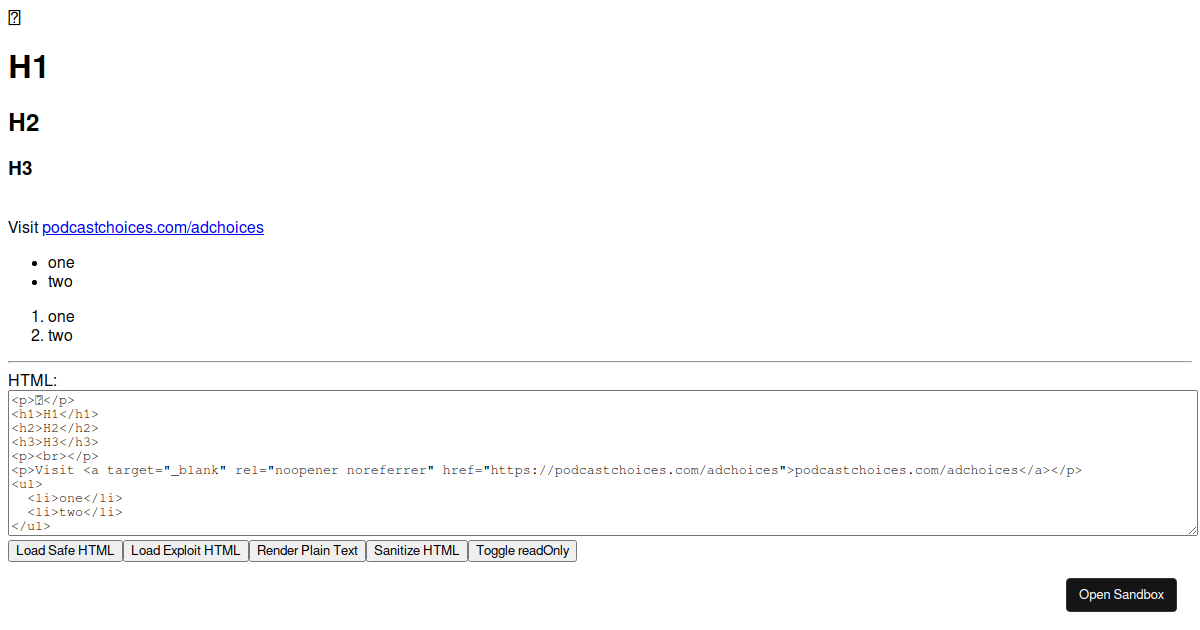 React Codesandbox