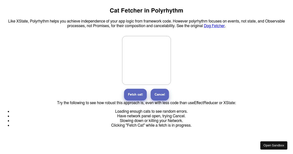 Cat Fetcher with polyrhythm (start) - Codesandbox