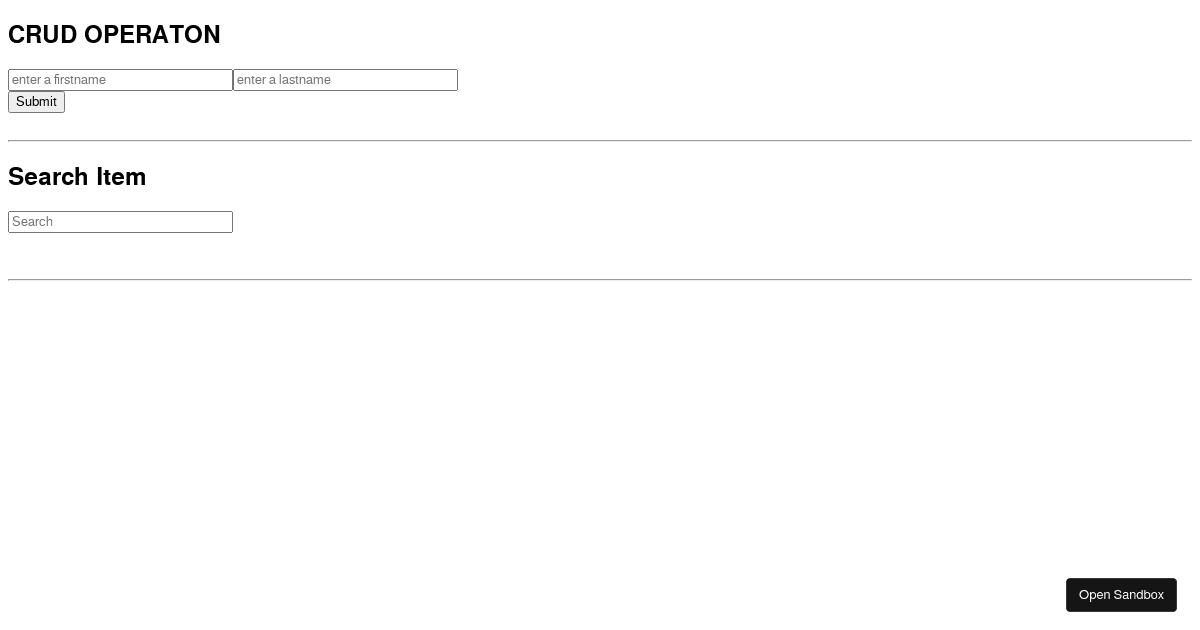 CURD OPERATION - Codesandbox