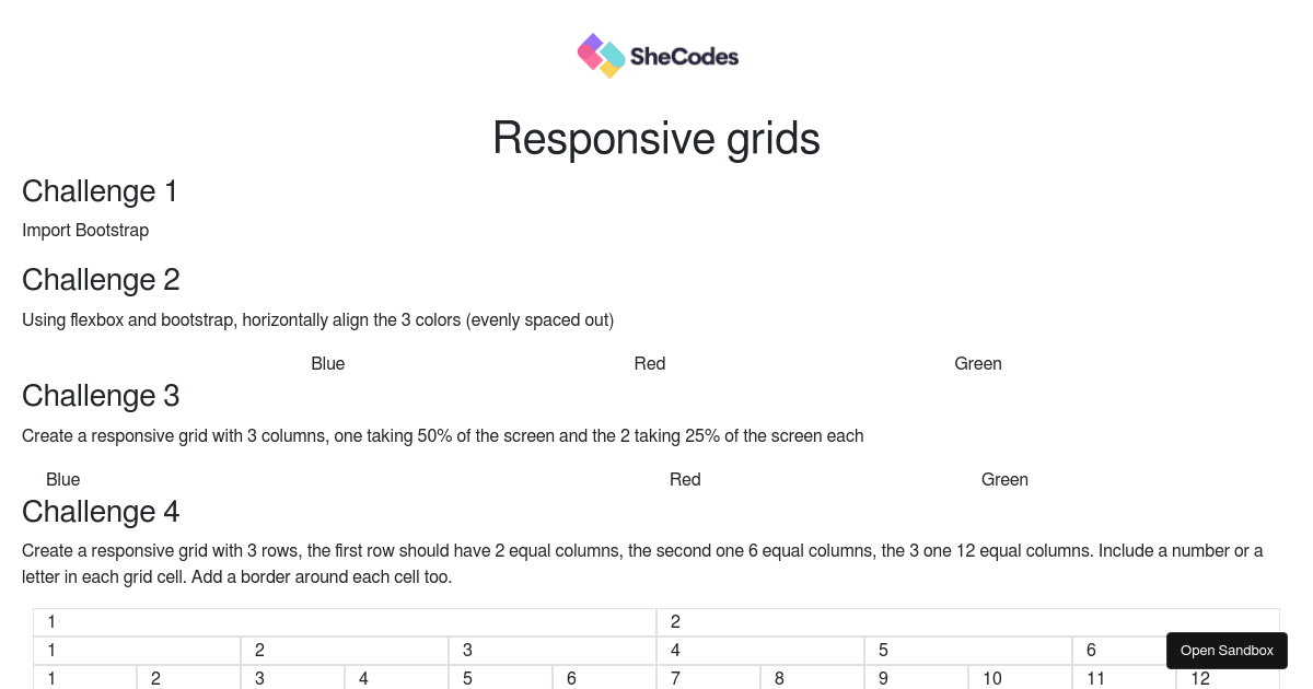 Responsive grids challenge (forked) - Codesandbox