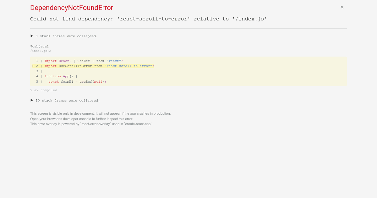 Formik Scroll into First Error (forked) - Codesandbox