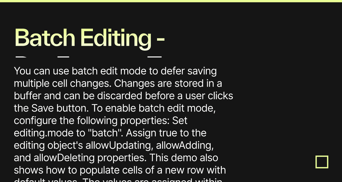 Batch Editing - DevExtreme Tree List - Codesandbox