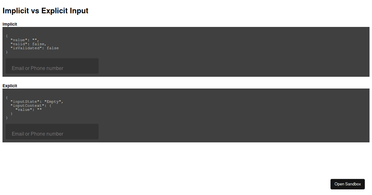 Implicit vs Explicit state modeling - Codesandbox Implicit vs Explicit state modeling - Codesandbox