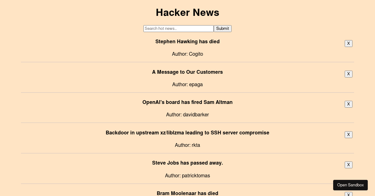 hackernews - Codesandbox