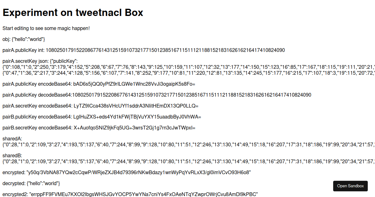 tweetnacl test - Codesandbox