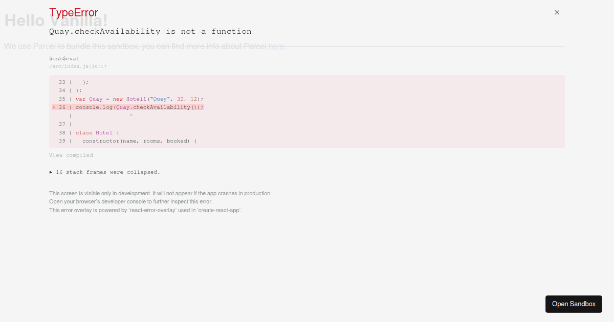 Practice Javascript Codesandbox