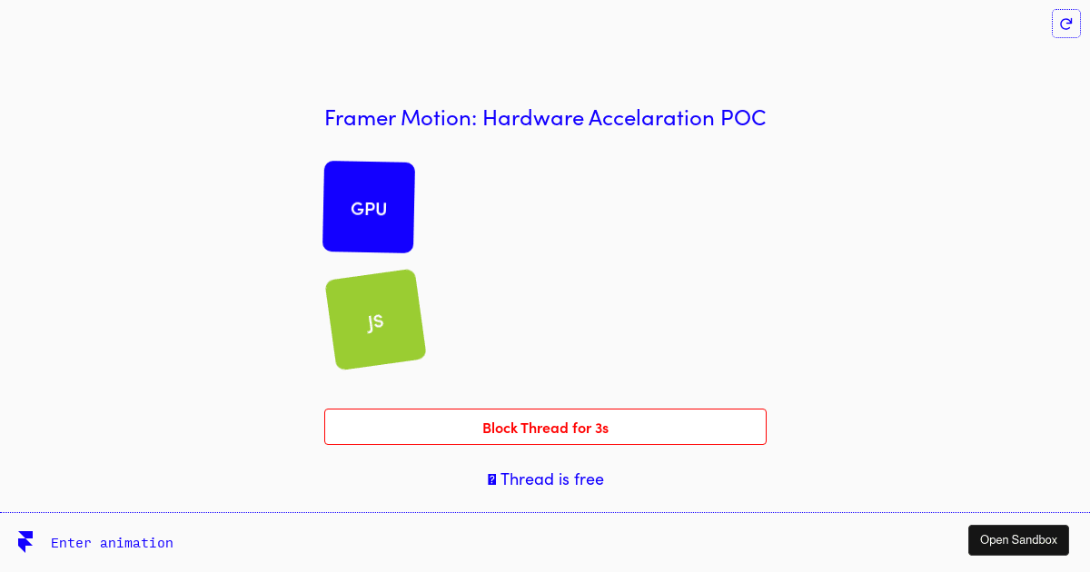 Framer Motion: Hardware Accelarated Animations - Codesandbox