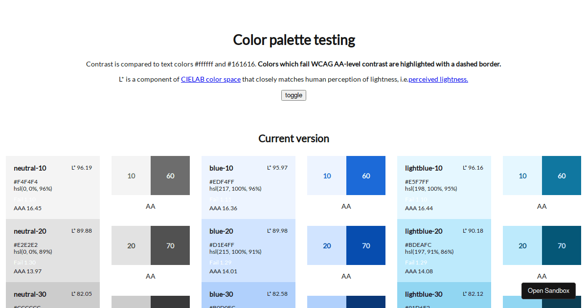 Color palette tool - Codesandbox
