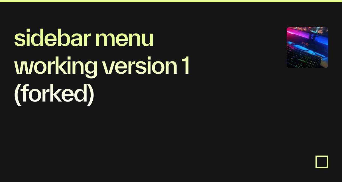 Sidebar Menu Working Version 1 Forked Codesandbox