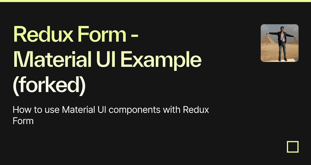 Redux Form Material Ui Example Forked Codesandbox