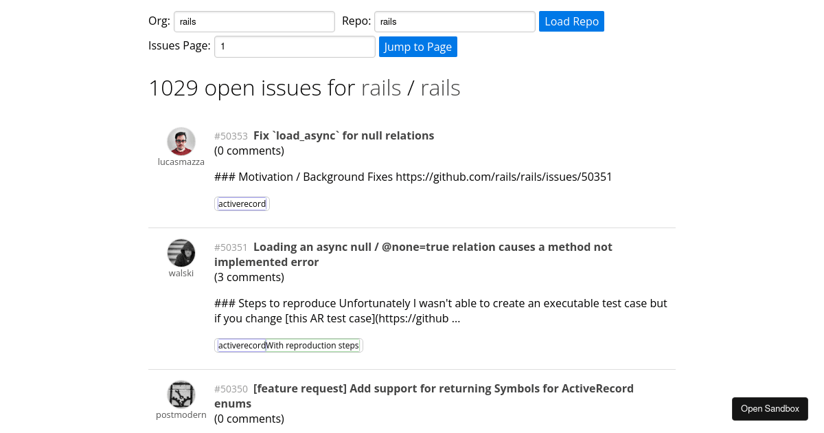 rsk-github-issues-example - Codesandbox