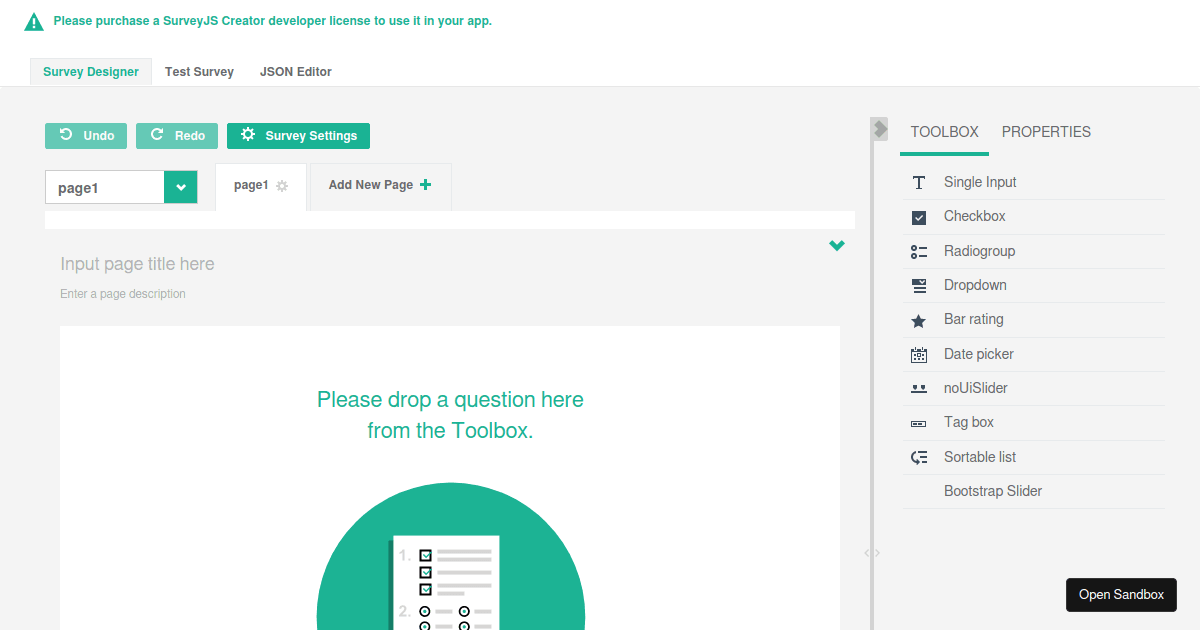 Surveyjs Angular Codesandbox