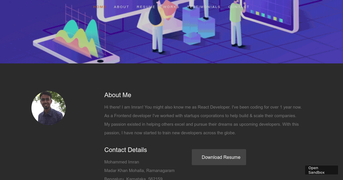 Imran Resume and Digital Portfolio (forked) - Codesandbox