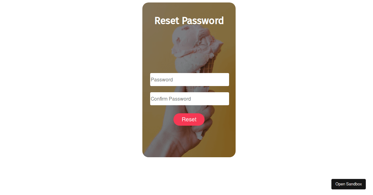 Reset Password Codesandbox