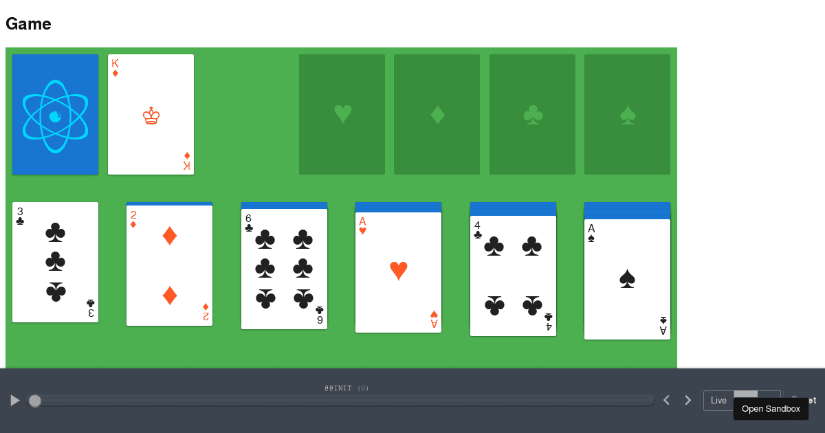 react-solitaire (forked) - Codesandbox