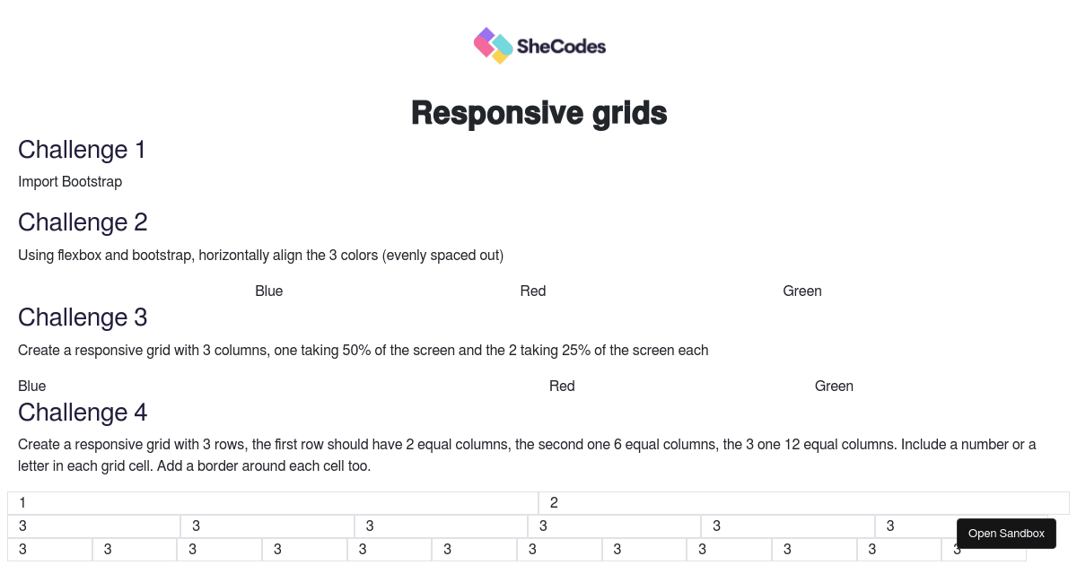 Responsive grids challenge (forked) - Codesandbox