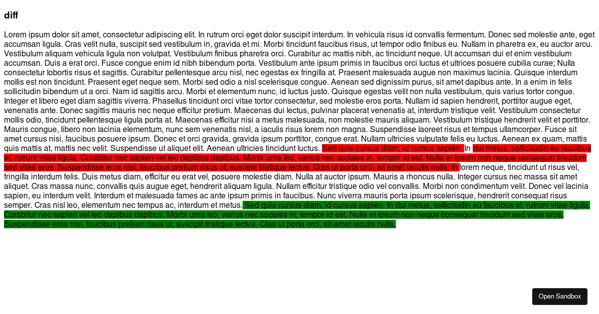 Diff Comparison Stand - Codesandbox