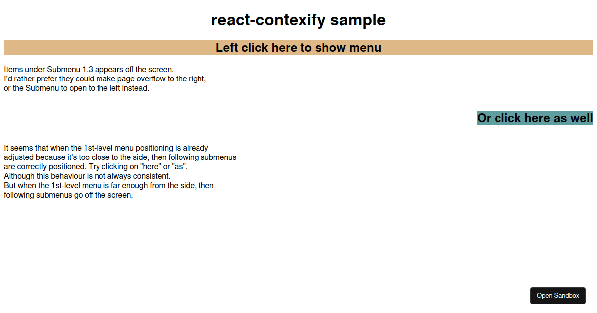 react-contexify sample - Codesandbox