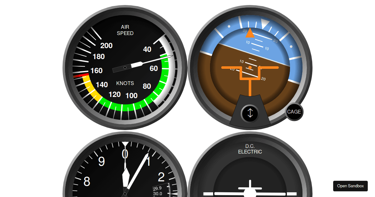 six-pack-flight-instruments - Codesandbox