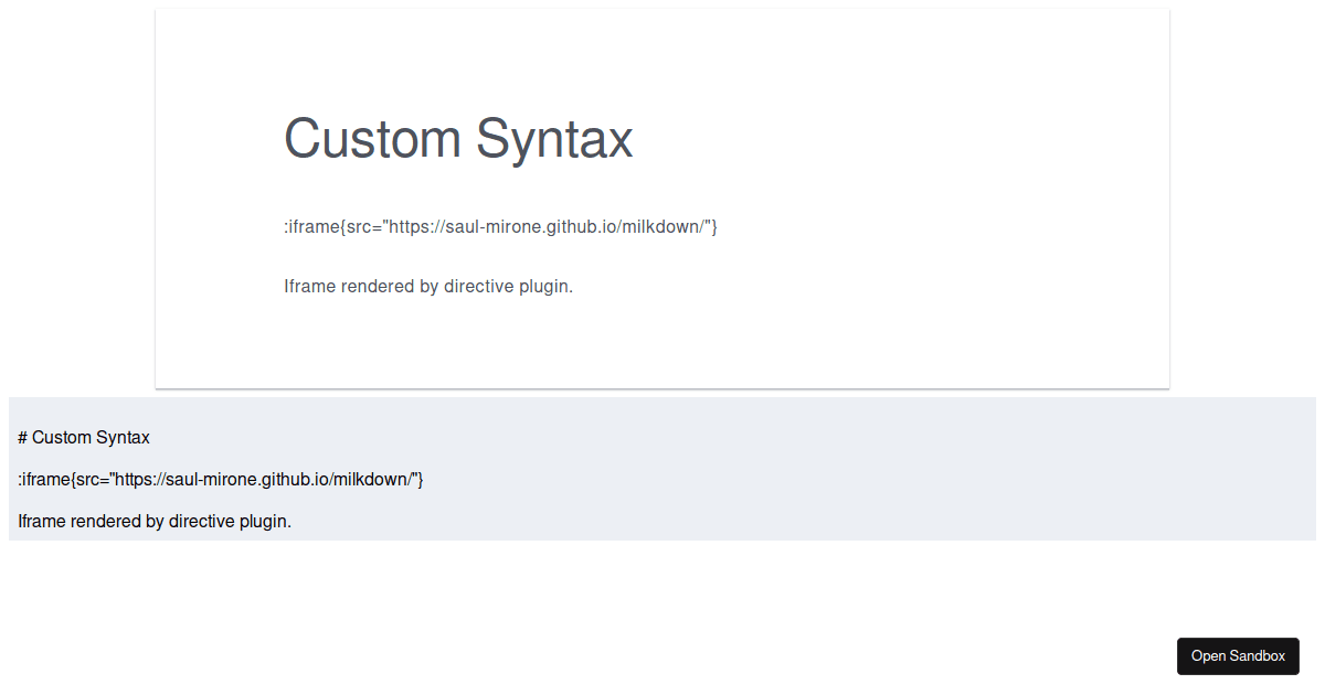 Milkdown Custom Syntax Forked Codesandbox