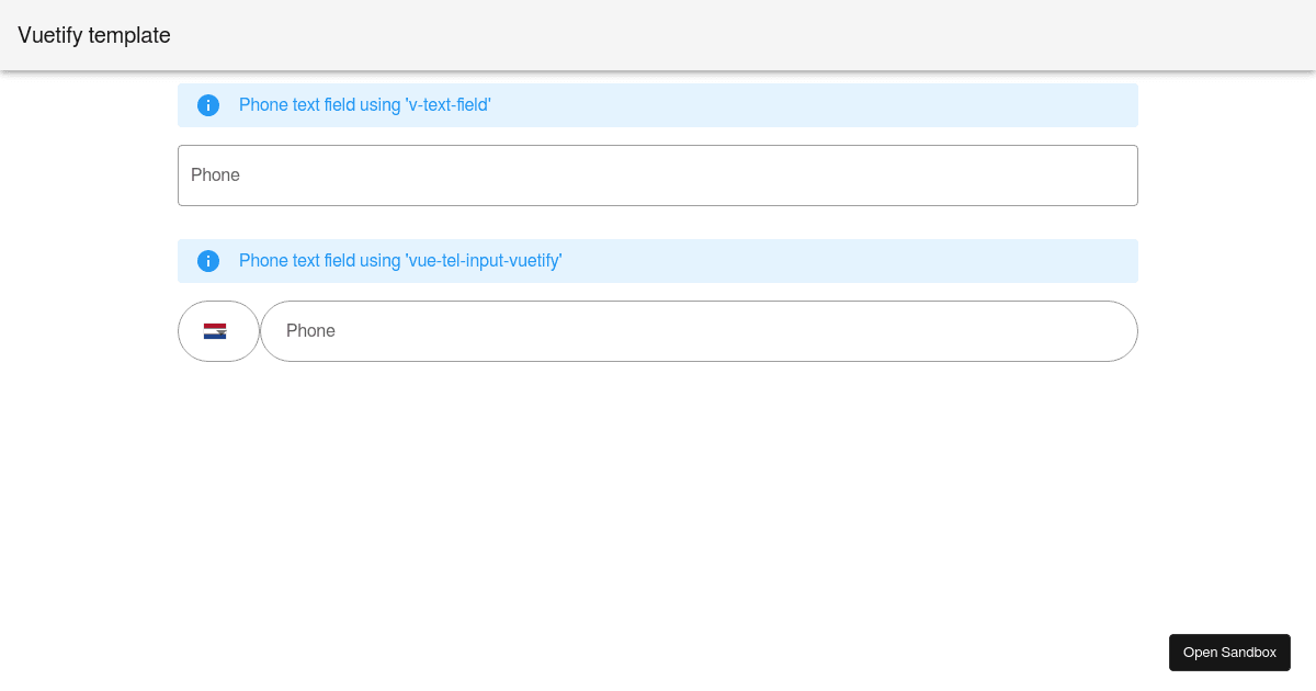 vue-tel-input-vuetify demo (forked) - Codesandbox