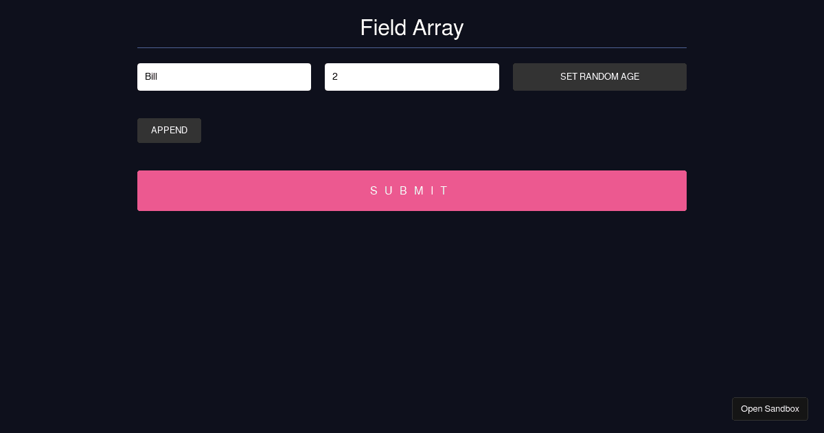 React Hook Form - useFieldArray update - Codesandbox
