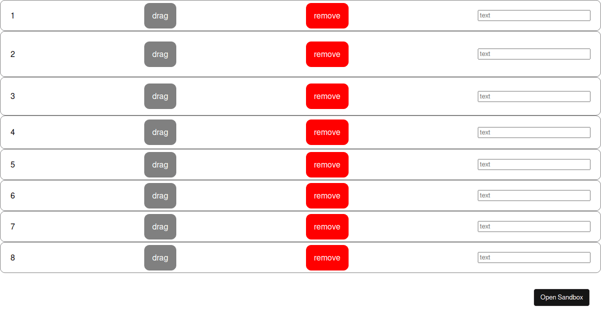 dnd-kit vertical variable height removable draggable - Codesandbox