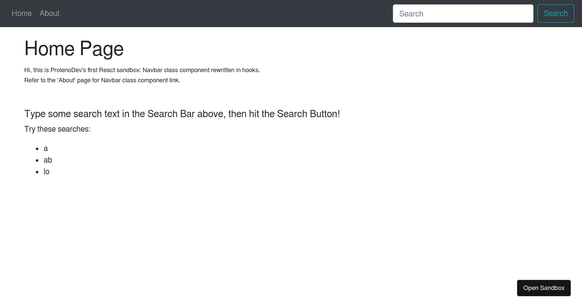 React Hooks Navbar Search With Routing And Bootstrap Codesandbox