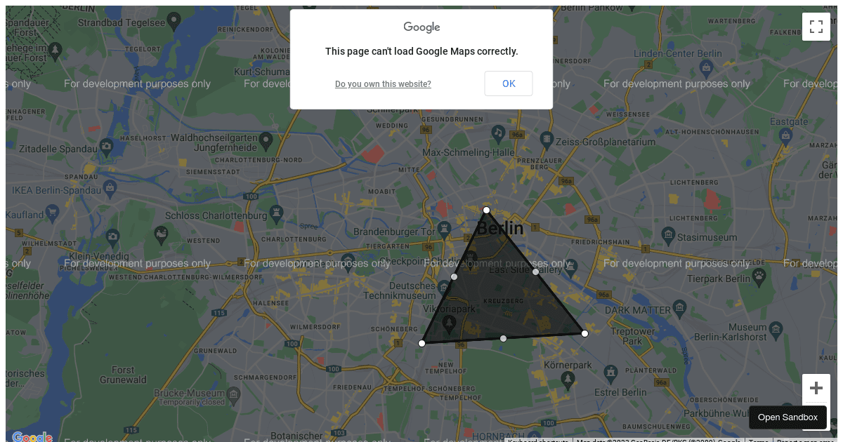 react-google-maps-api : editing a Polygon (forked) - Codesandbox