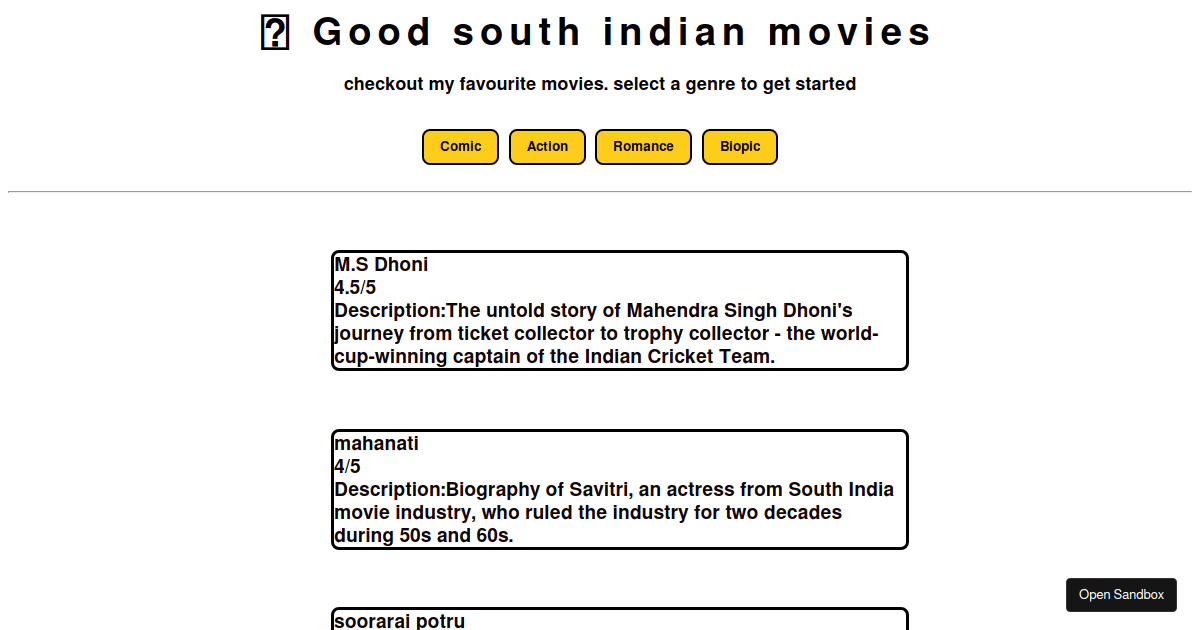 movies review - Codesandbox
