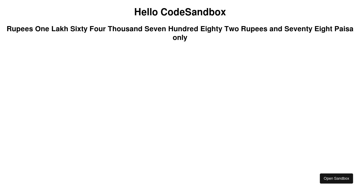 number to words converter - Codesandbox