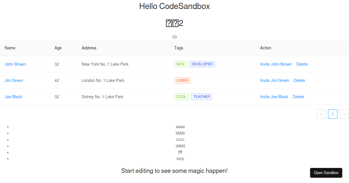 React Codesandbox