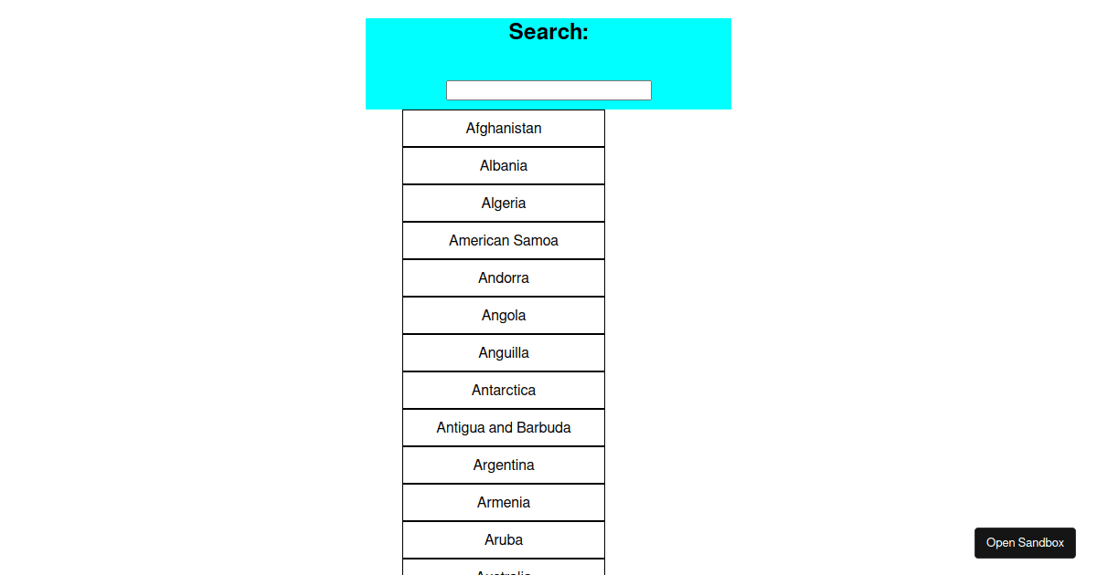 Autocomplete - Codesandbox
