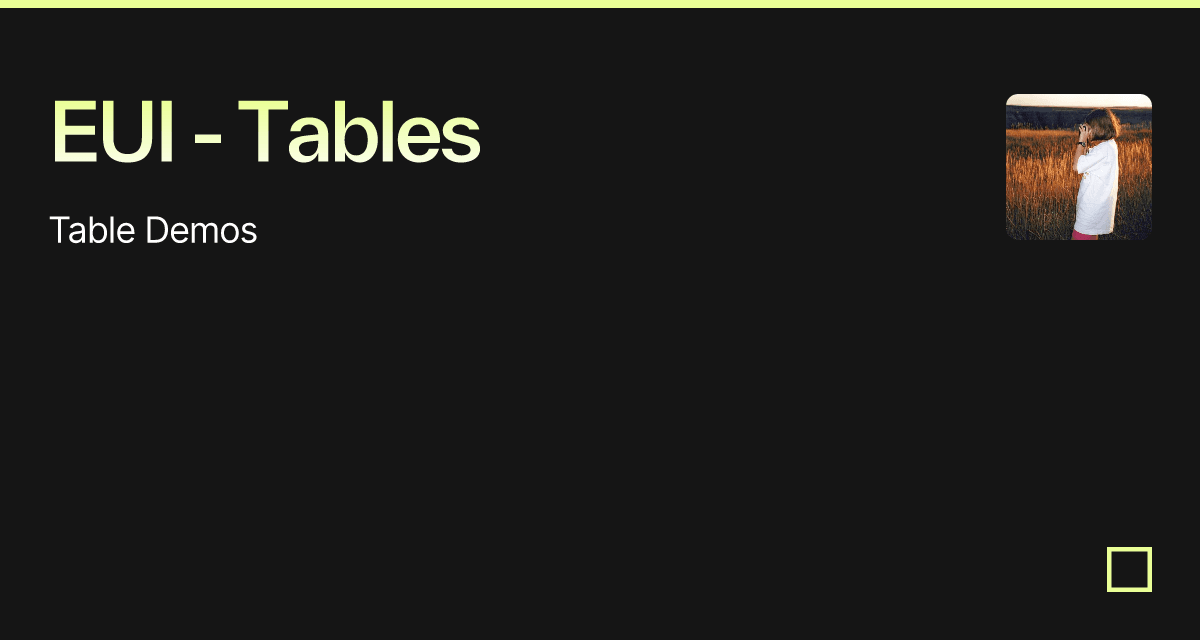 EUI - Tables - Codesandbox